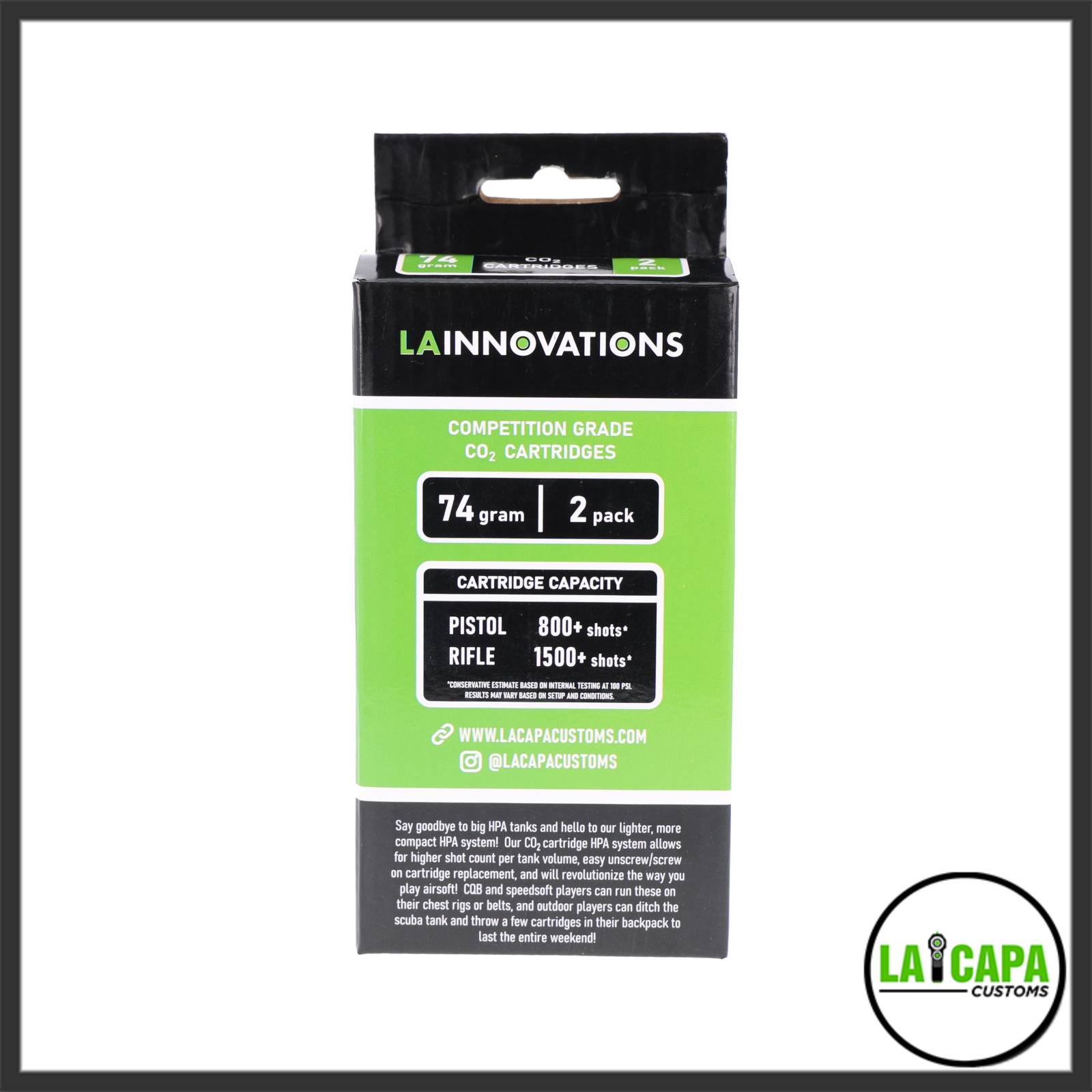 LA Innovations 74g CO2 Cartridges – Extreme Airsoft RI